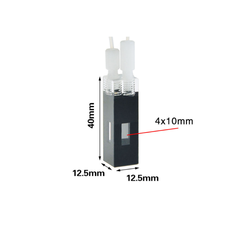 UV quartz micro flow through cell with M6 thread and PTFE tubing,3 cle ...