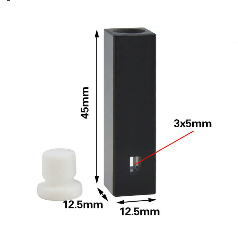 UV sub-micro black cuvette with PTFE stopper, 3 clear windows | Laborxing
