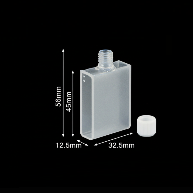 UV quartz macro cuvette with PTFE screw cap, 2 clear windows | Laborxing