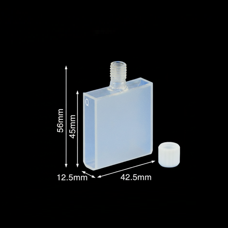 UV quartz macro cuvette with PTFE screw cap, 2 clear windows | Laborxing