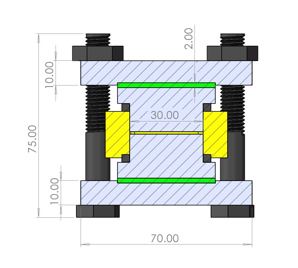 Pressure jig and square testing cell kit for solid-state battery, Mode ...