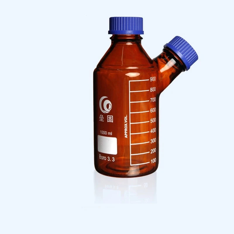 Double-necked HPLC bottle with GL45 screw cap, brown glass, capacity 2 ...