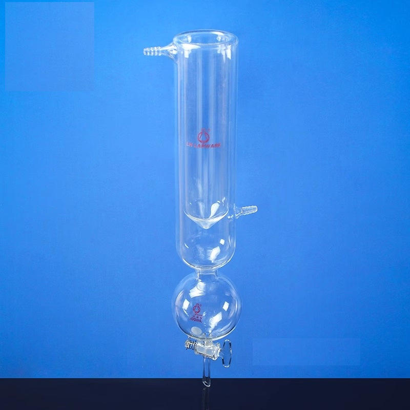 Schlenk funnel with frit, high vacuum valve and stopcock on side, capa ...