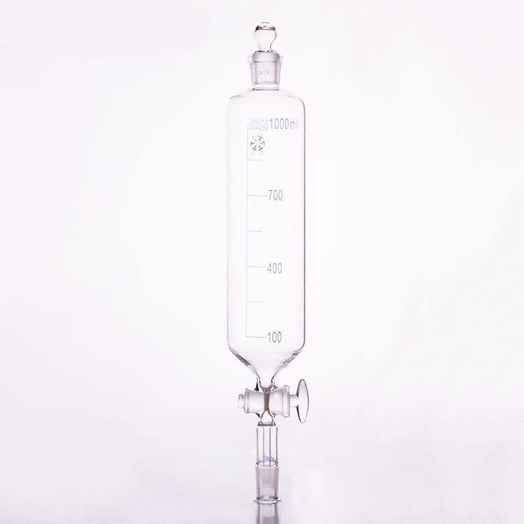 Cylindrical dropping funnel with stopcock and stopper,graduated ...