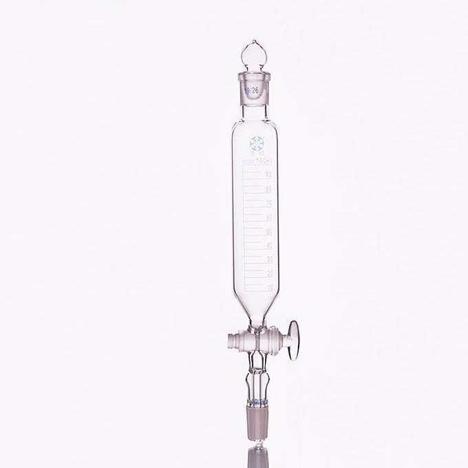 Cylindrical dropping funnel with stopcock and stopper,graduated ...