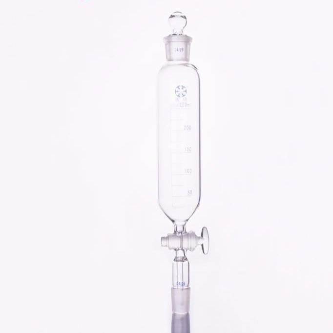 Cylindrical dropping funnel with stopcock and stopper,graduated ...