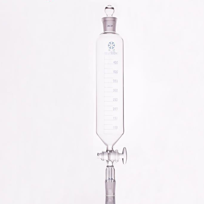 Cylindrical dropping funnel with stopcock and stopper,graduated ...