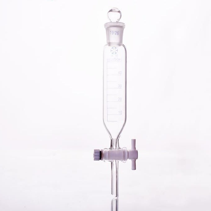 Cylindrical separating funnel with PTFE stopcock, graduated, capacity ...