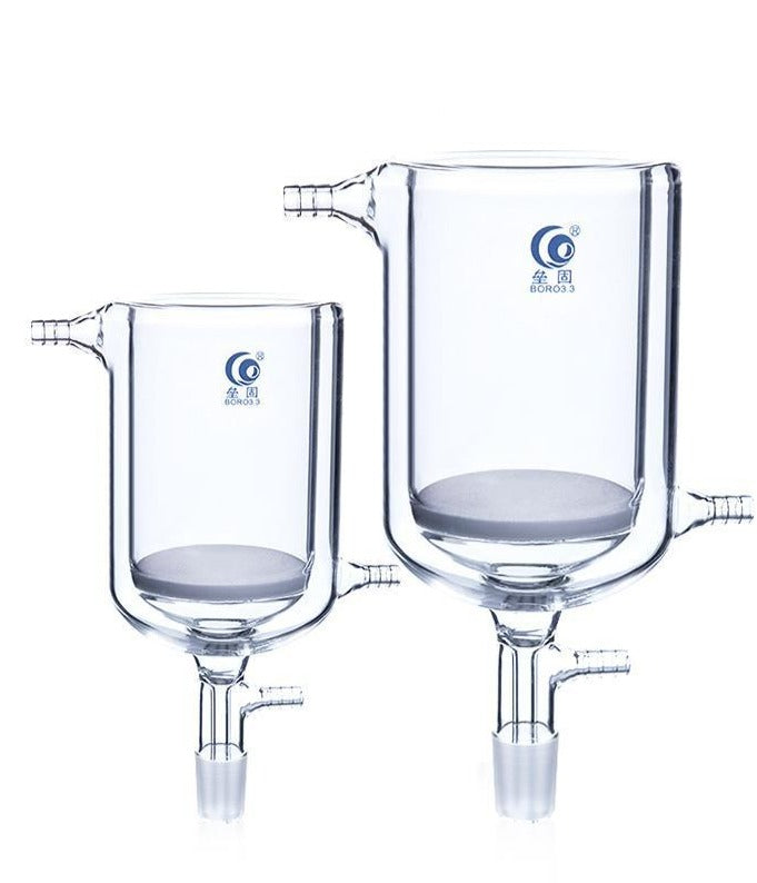 Double jacketed dropping funnel with pressure compensation and PTFE st ...