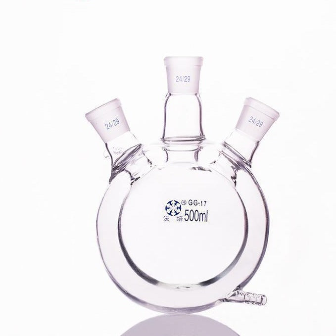 Double jacketed three-necked round-bottom flask, capacity 500 to 2.000 ...