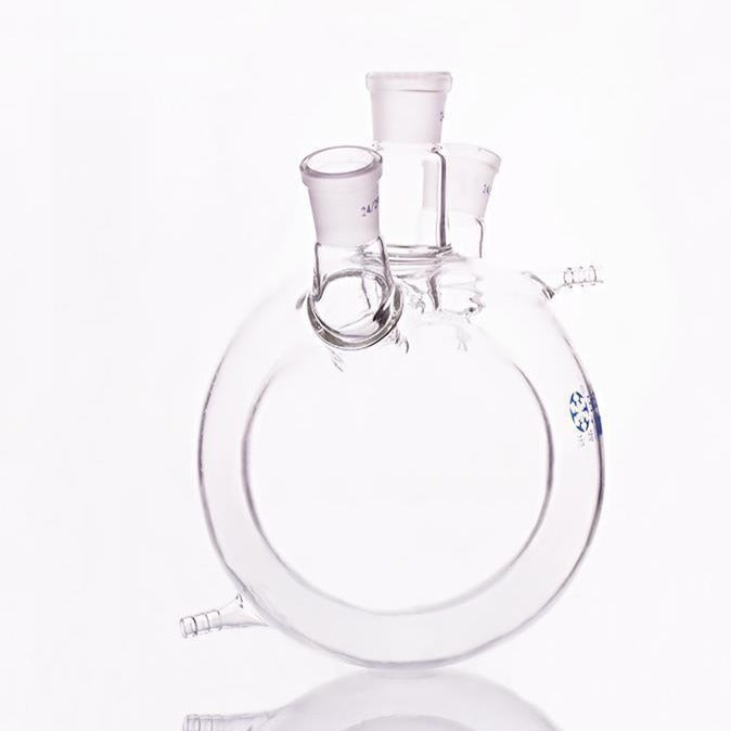 Double jacketed three-necked round-bottom flask, capacity 500 to 2.000 ...