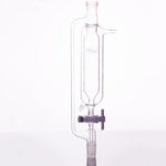 Double jacketed dropping funnel with pressure compensation and PTFE st ...
