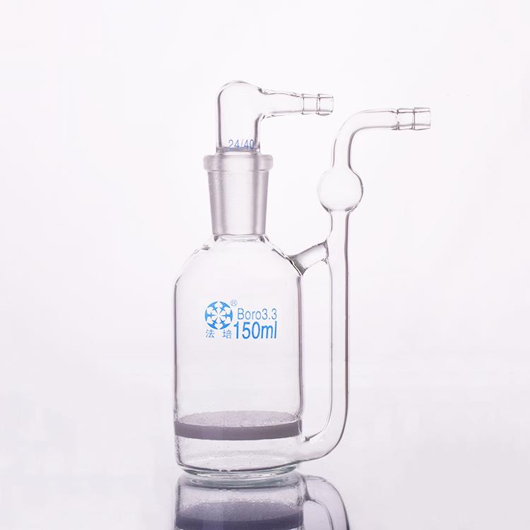 Gas washing and drying bottle with large diameter fritted disc | Laborxing