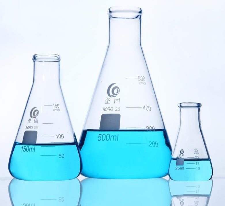 Erlenmeyer de gargalo estreito, resistente, vidro transparente, 25 ml a ...