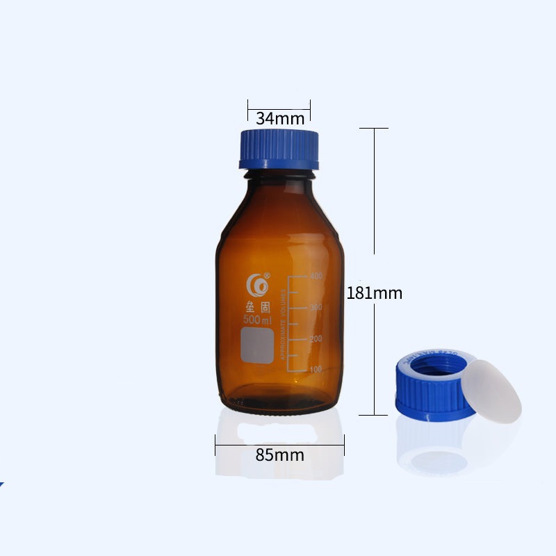 GL45 Screw top bottle, screw cap with hole and septum, brown glass, 10 ...