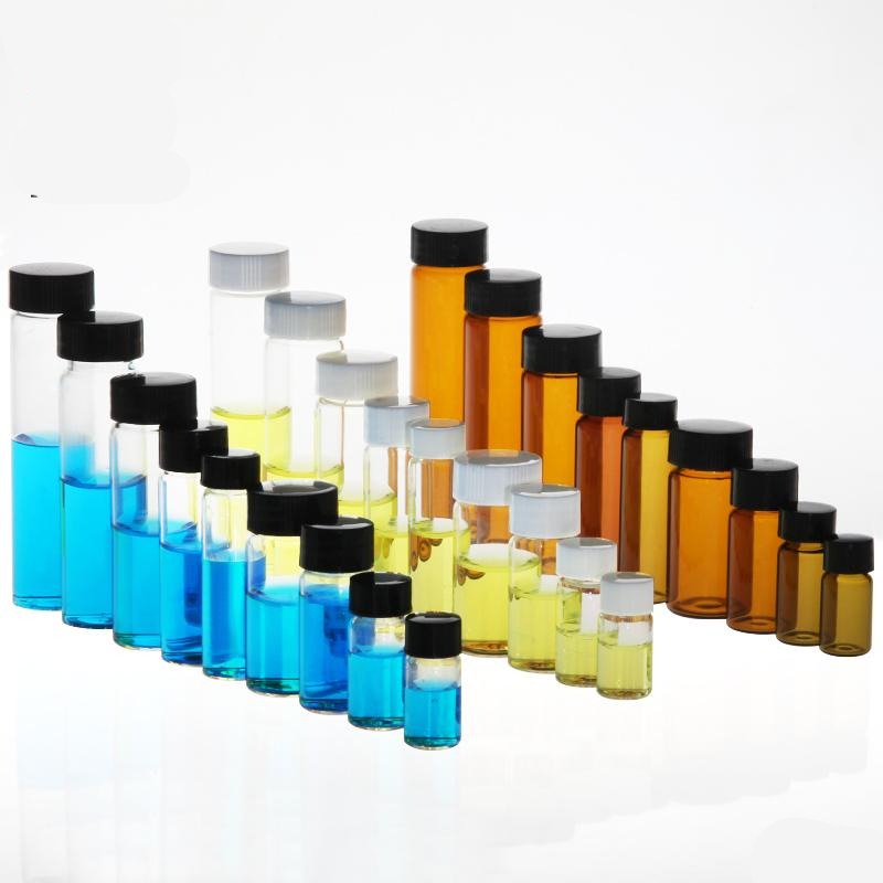 100 pcs/pack Sample vials with thread, Clear glass, capacity 1 to 60 m ...