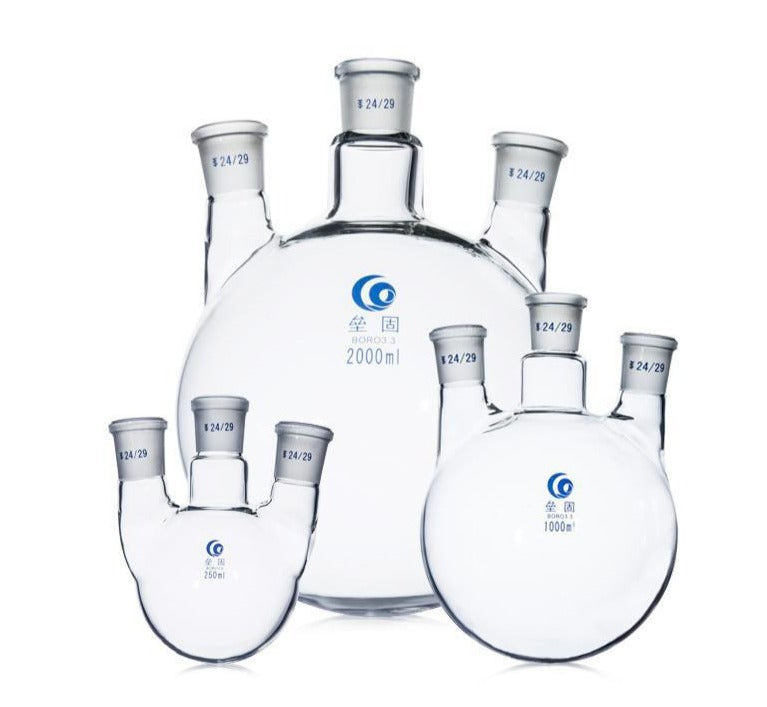 Three-necked round-bottom flask, parallel side necks, 50 ml to 20.000 ...